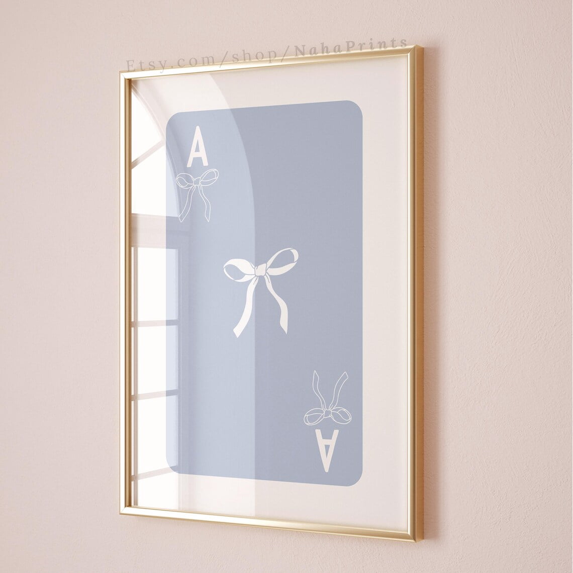 Ace Of Bows Playing Card Coquette Poster, Blue Bows Print, Preppy Wall ...