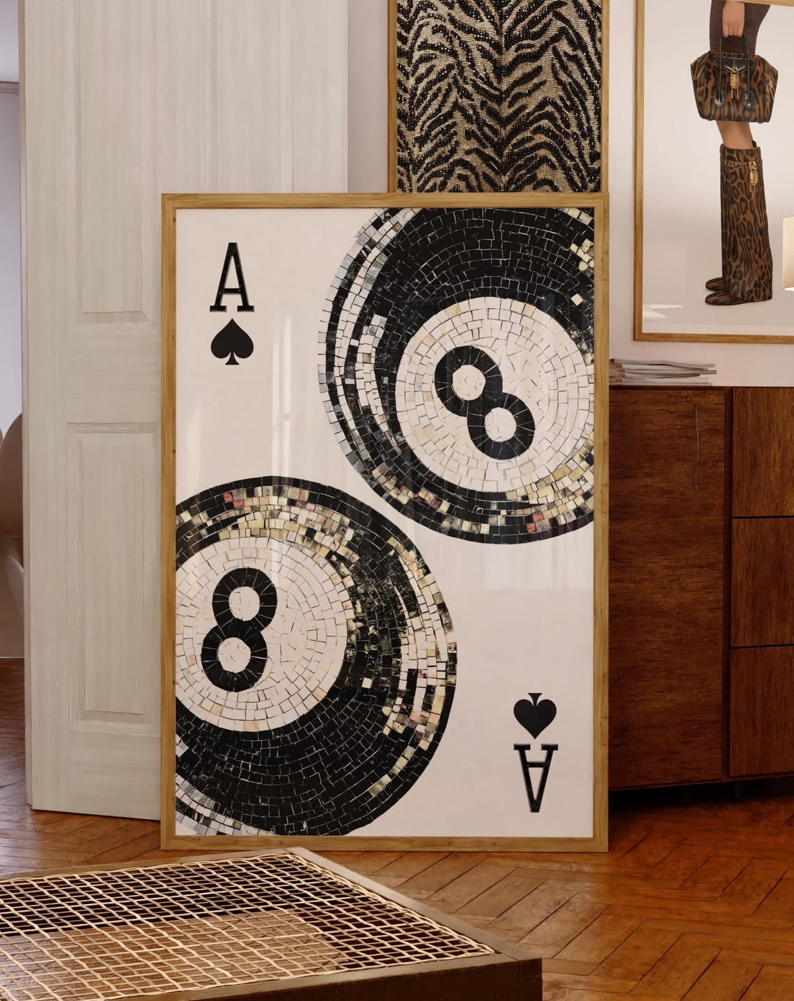 Ace Card 8 Ball Print Lucky 8 Pool Ball Bar Cart Decor Unframed Paper ...
