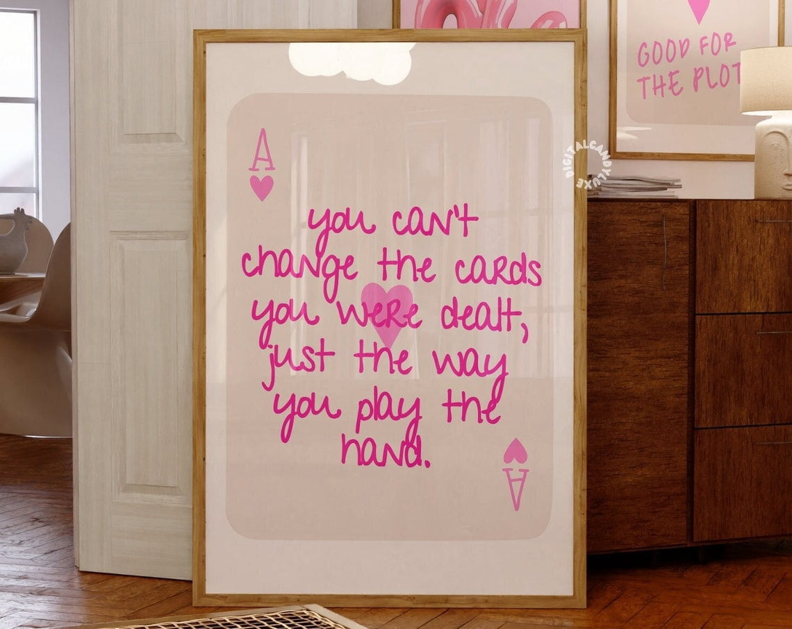 Ace Card Print Trendy Wall Art Prints Pink Wall Art Digital Prints Bar ...