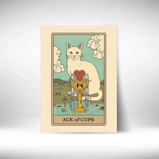 Ace Of Cups Cats Tarot Posters, Cat-Themed Tarot Card Art Prints NO FRAMED POSTER Home Decor ...