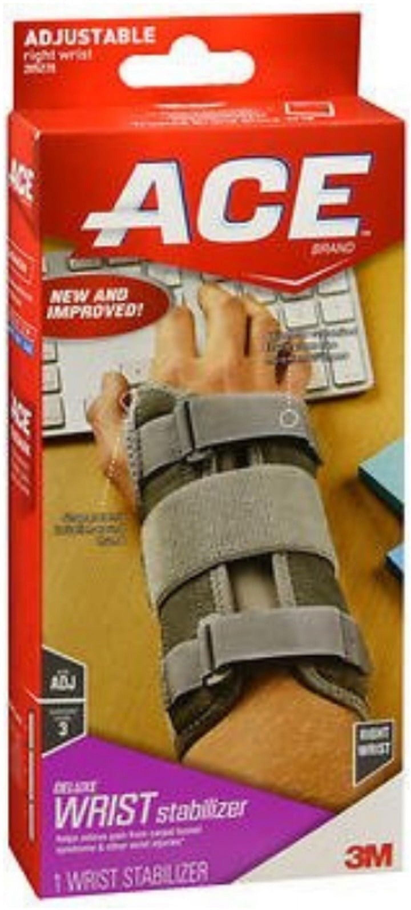 Ace Deluxe Right Wrist Stabilizer Adjustable Brace, Gray 1 ea (Pack of ...