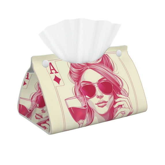 Ace Of Diamonds Lady Long Leather Tissue Box Cover - Tissue Box Holder ...