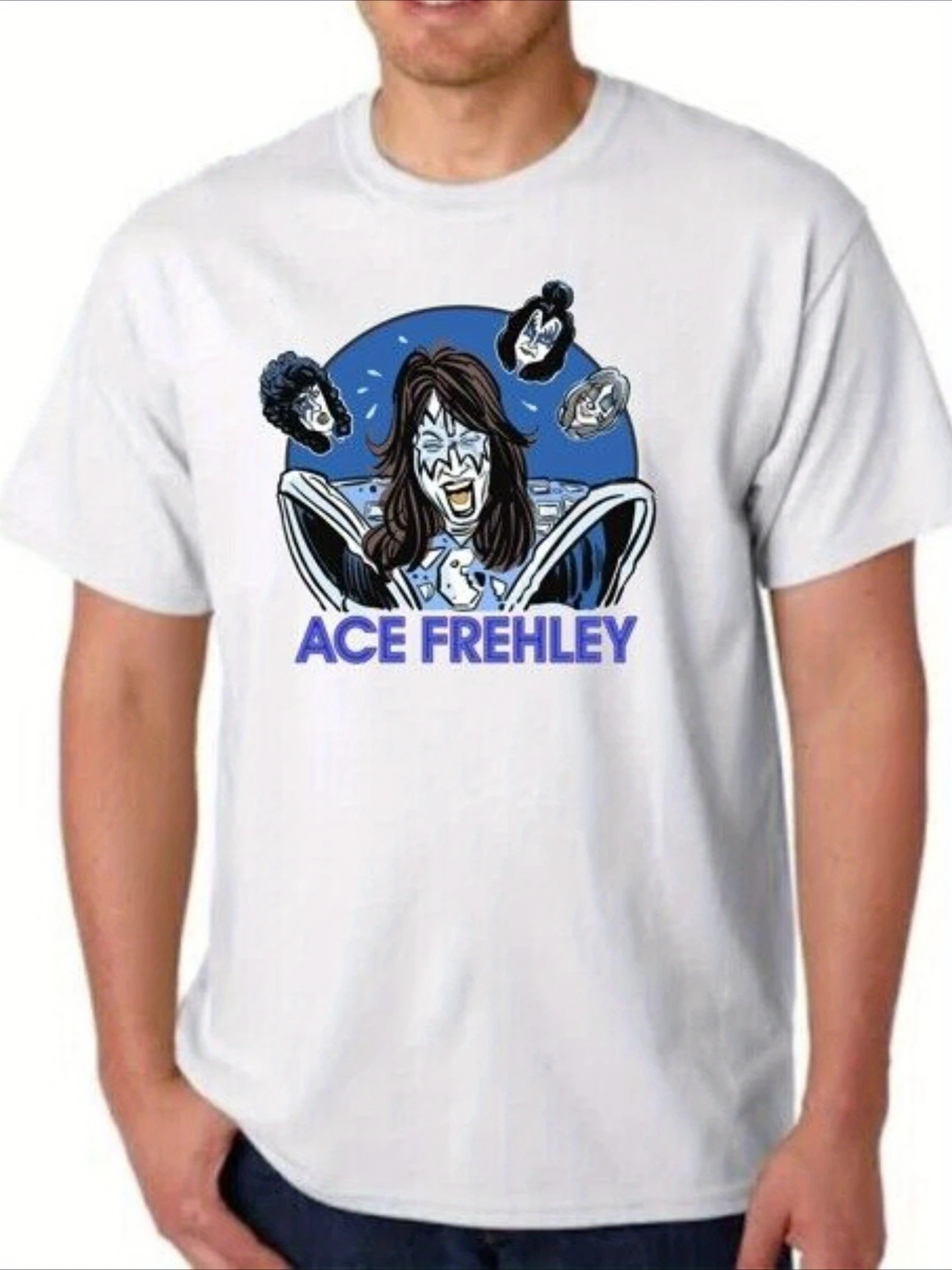 Ace Frehley KISS "Plumber" Laughing Graphic T-Shirt - White Casual ...