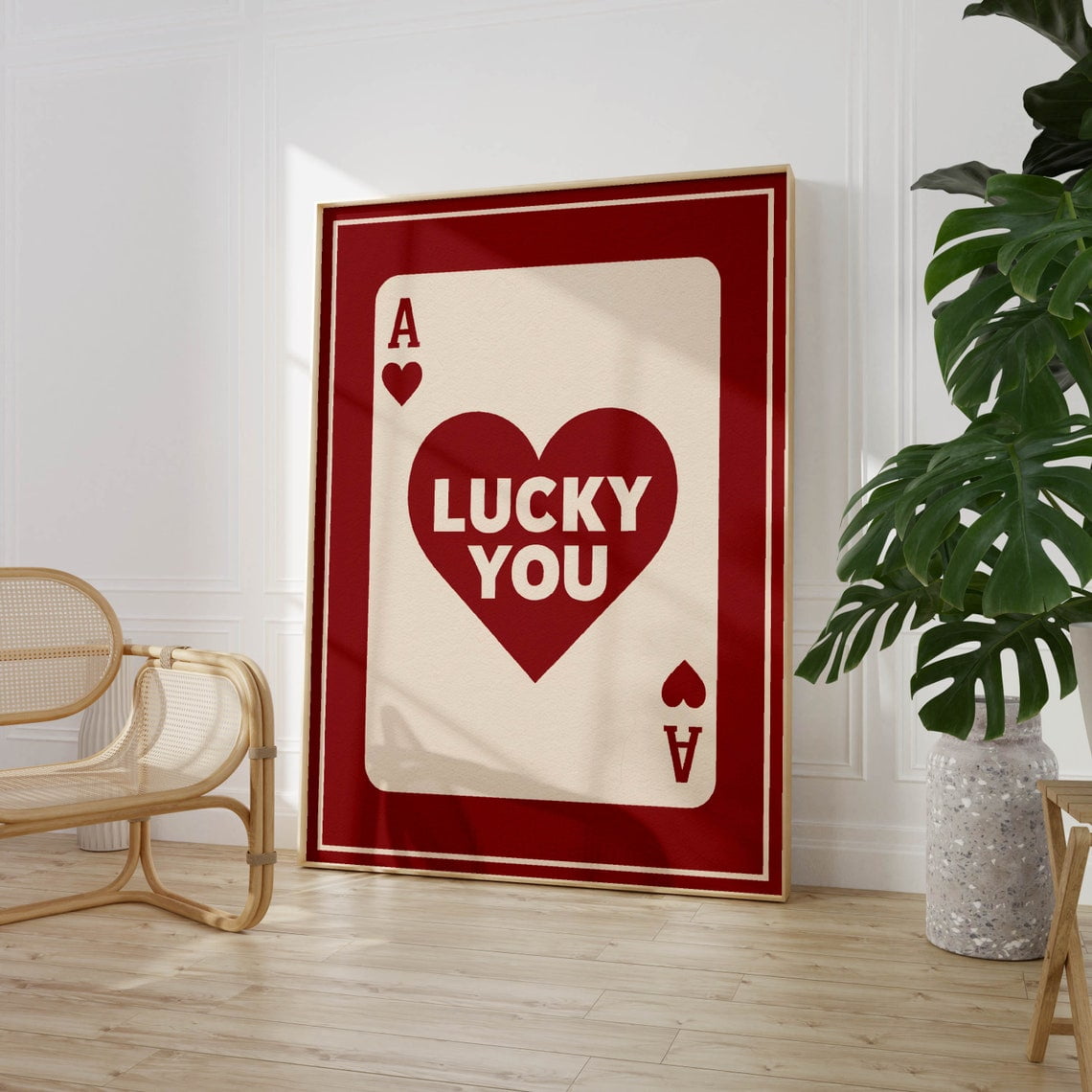 Ace Of Hearts Art Print Playing Card Wall Art Lucky You Poster Poker ...