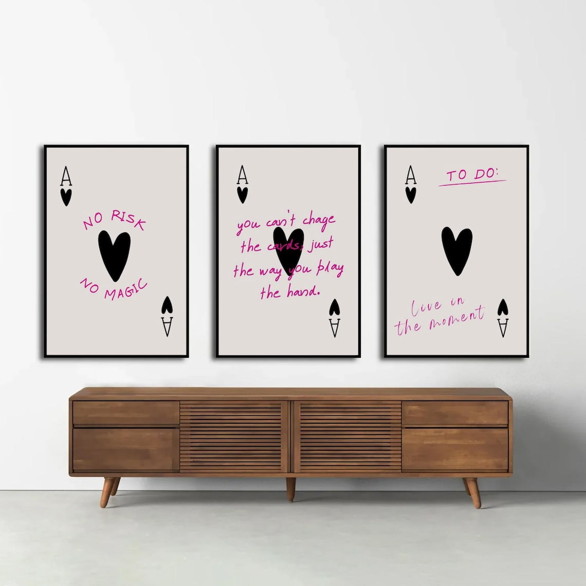 Ace Hearts Hot Pink Quote Preppy Room Trendy Dorm Lucky Girl Aesthetic ...