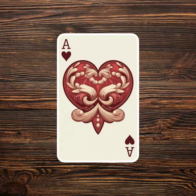 Ace Of Hearts - Ornate Red Filigree Playing Card Sticker Decalphone ...