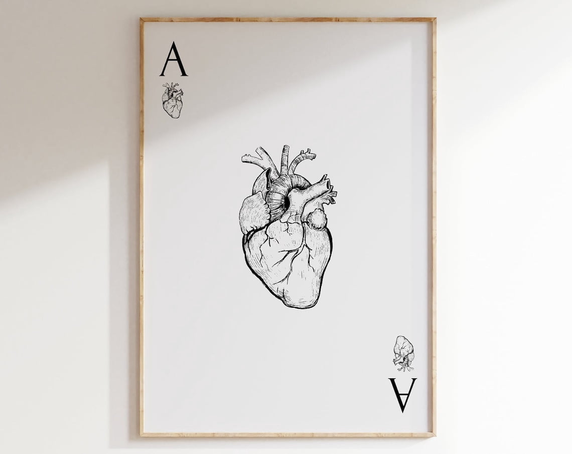 Ace Of Hearts Poster • Playing Cards Print • Anatomical Heart • Trendy ...