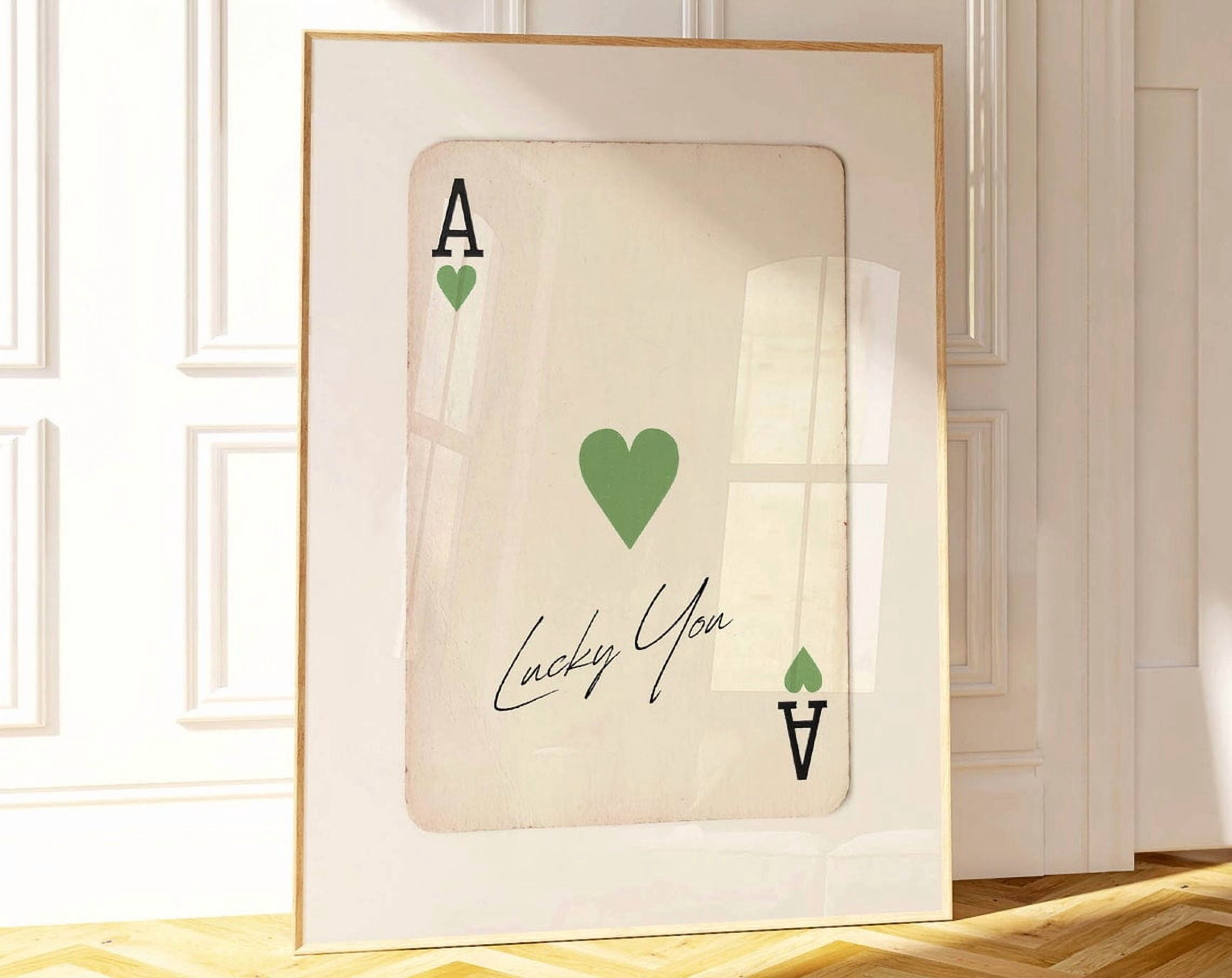 Ace Of Hearts Sage Green Wall Art Quote Inspirational Print Wall Art ...