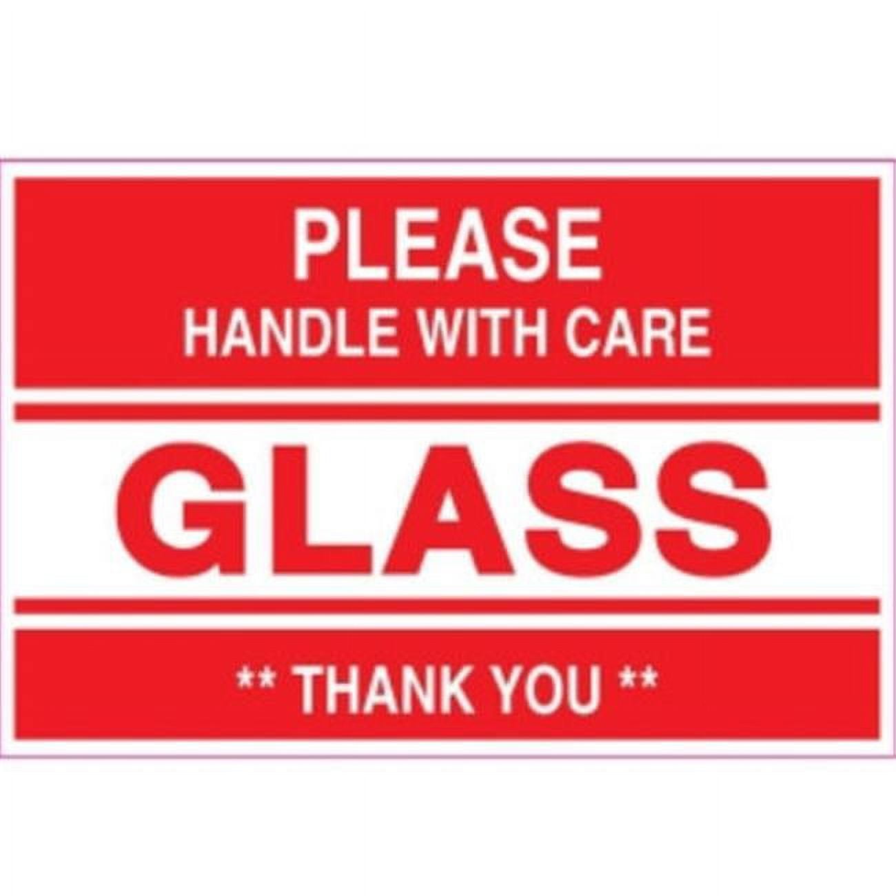Ace Label 23012F 2 in. x 3 in. Please Handle With Care Glass Thank You ...