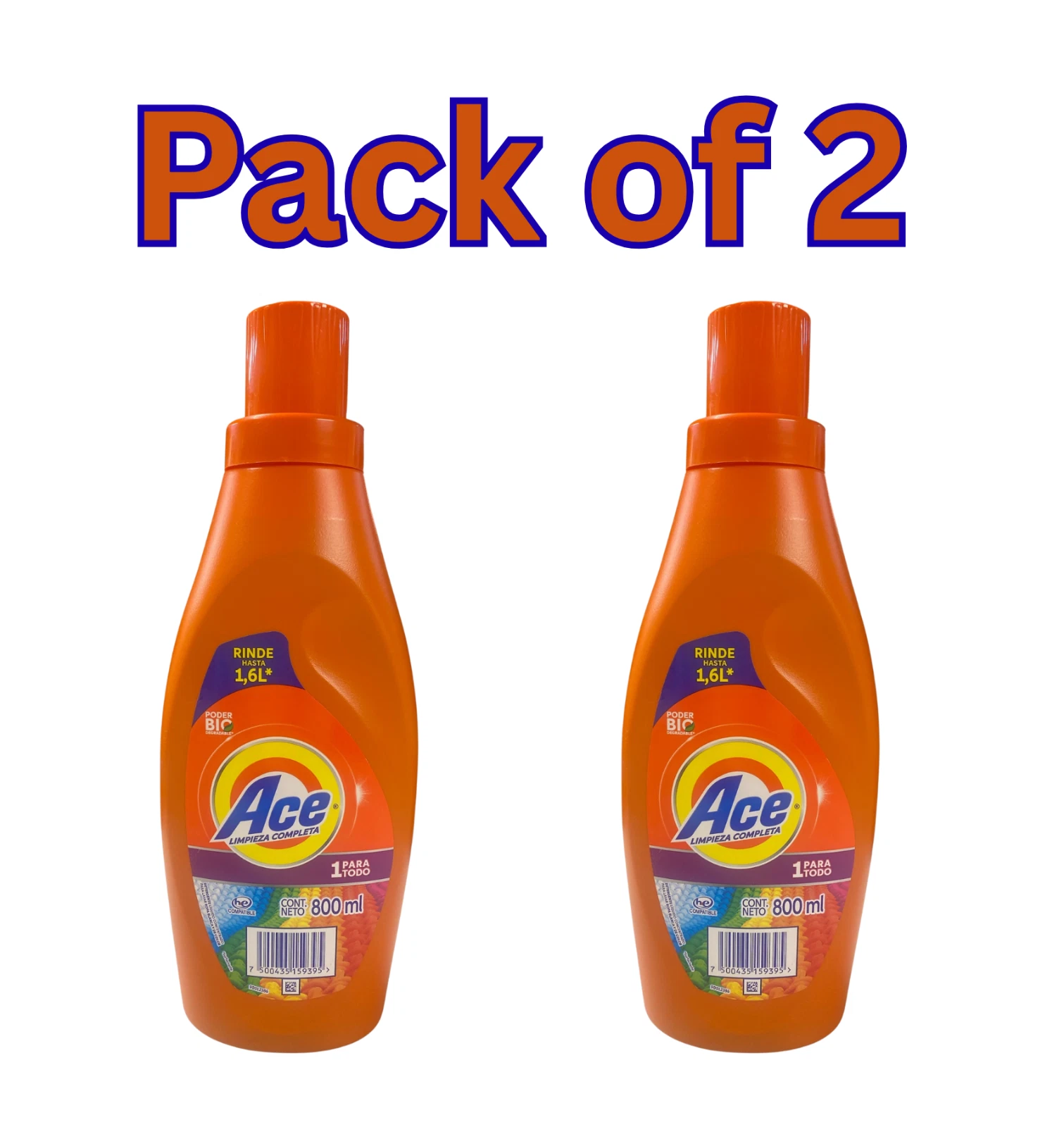 Ace Liquid Detergent Limpieza Completa, 800ml Each, All Purpose, Pack ...