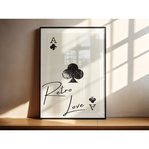 Ace Of Clubs Retro Art Print, Funky Home Decor, Unframed Paper Poster ...