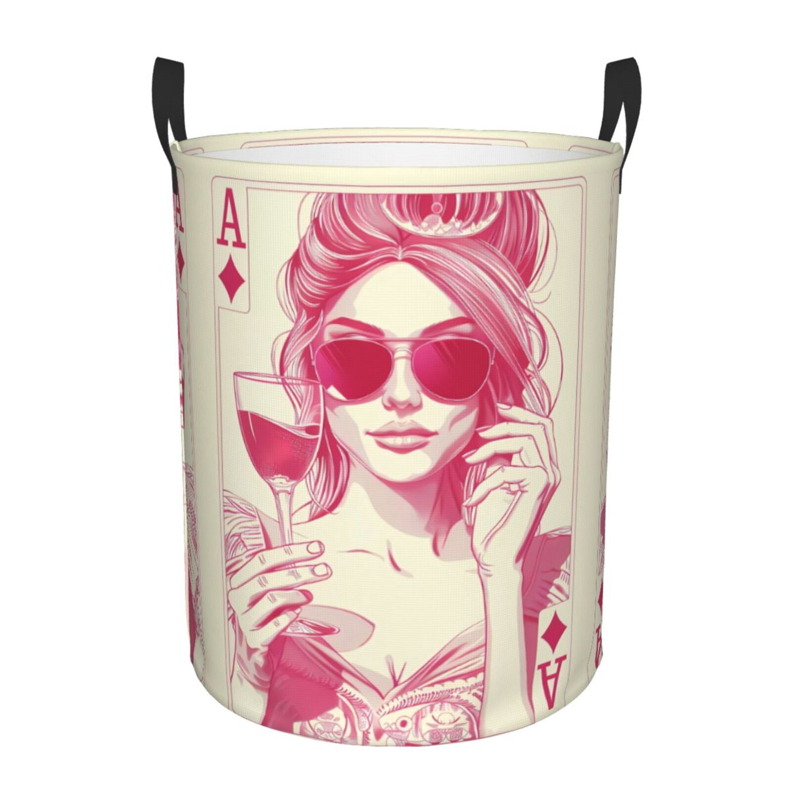 Ace Of Diamonds Lady Laundry Basket with Handles - Freestanding Laundry ...