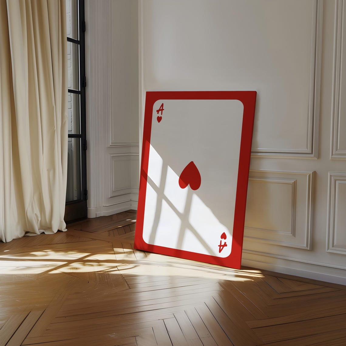 Ace Of Hearts Art, Red Playing Card Wall Decor, Vintage Poker Room ...