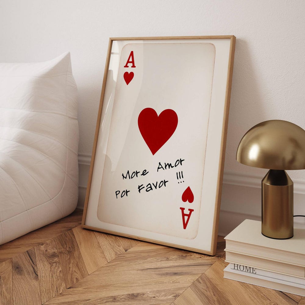 Ace Of Hearts Love Art Vintage Playing Card Print More Amor Por Favor ...