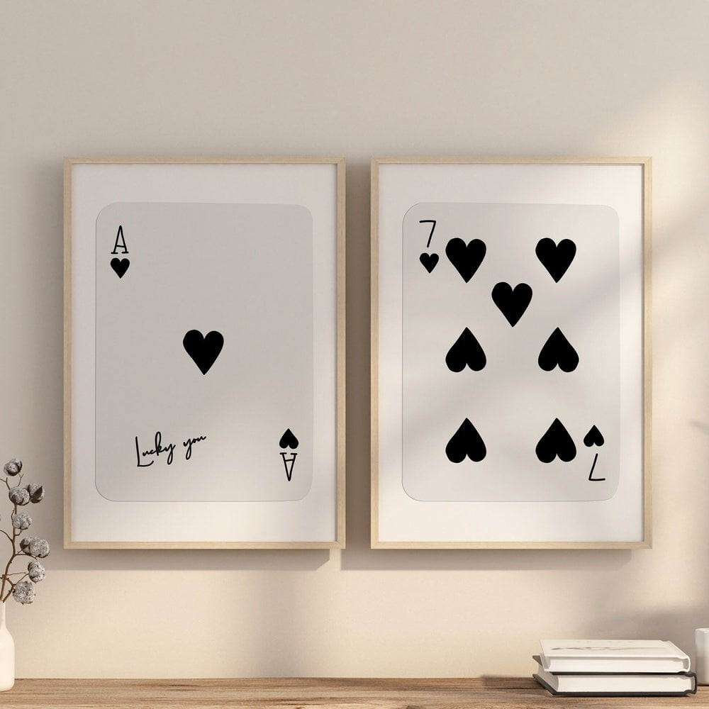 Ace Of Hearts Lucky You Trendy Retro Playing Card Wall Art Home Decor ...