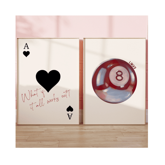 Ace Of Hearts Poster, What If It All Works Out Print Home Decor Office ...
