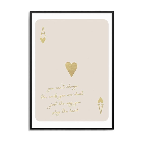 Ace Of Hearts Print: Motivational Quote, Beige And Gold Wall Art Poster ...