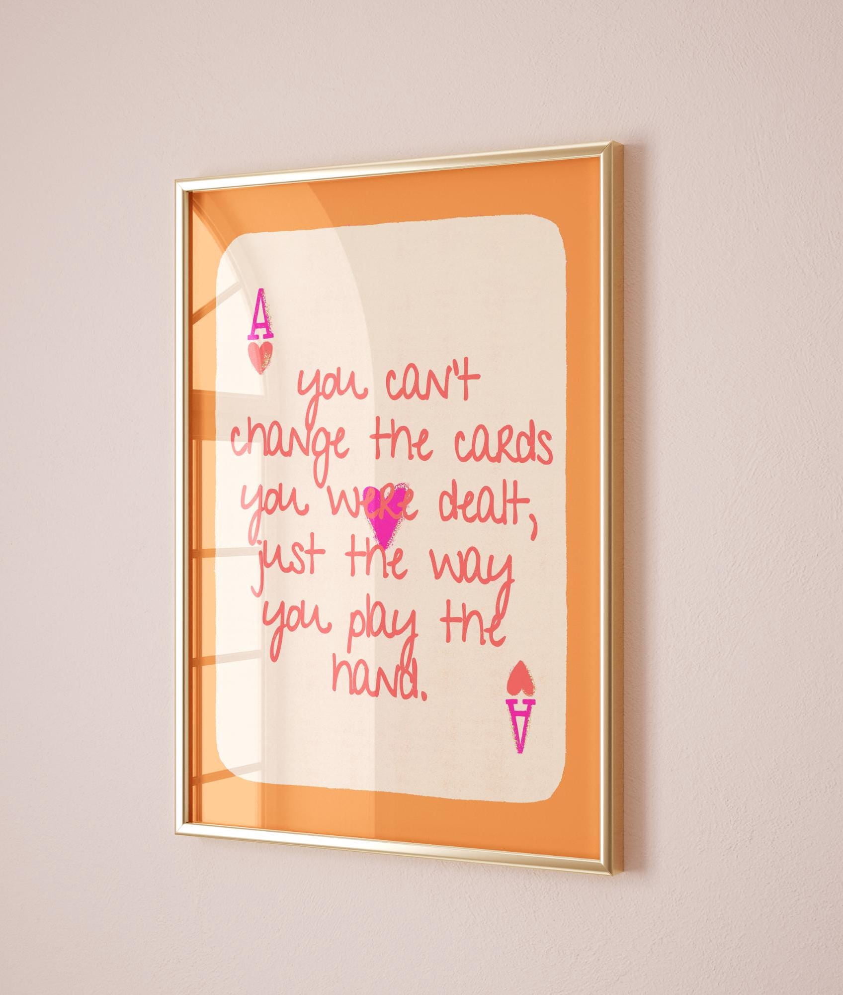 Ace Of Hearts Print Pink And Orange Wall Prints Trendy Art Girly Dorm ...
