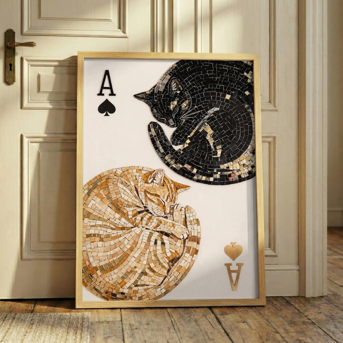 Ace Of Spades Cat Trendy Mosaic Feline Lucky Playing Card Bar Cart ...