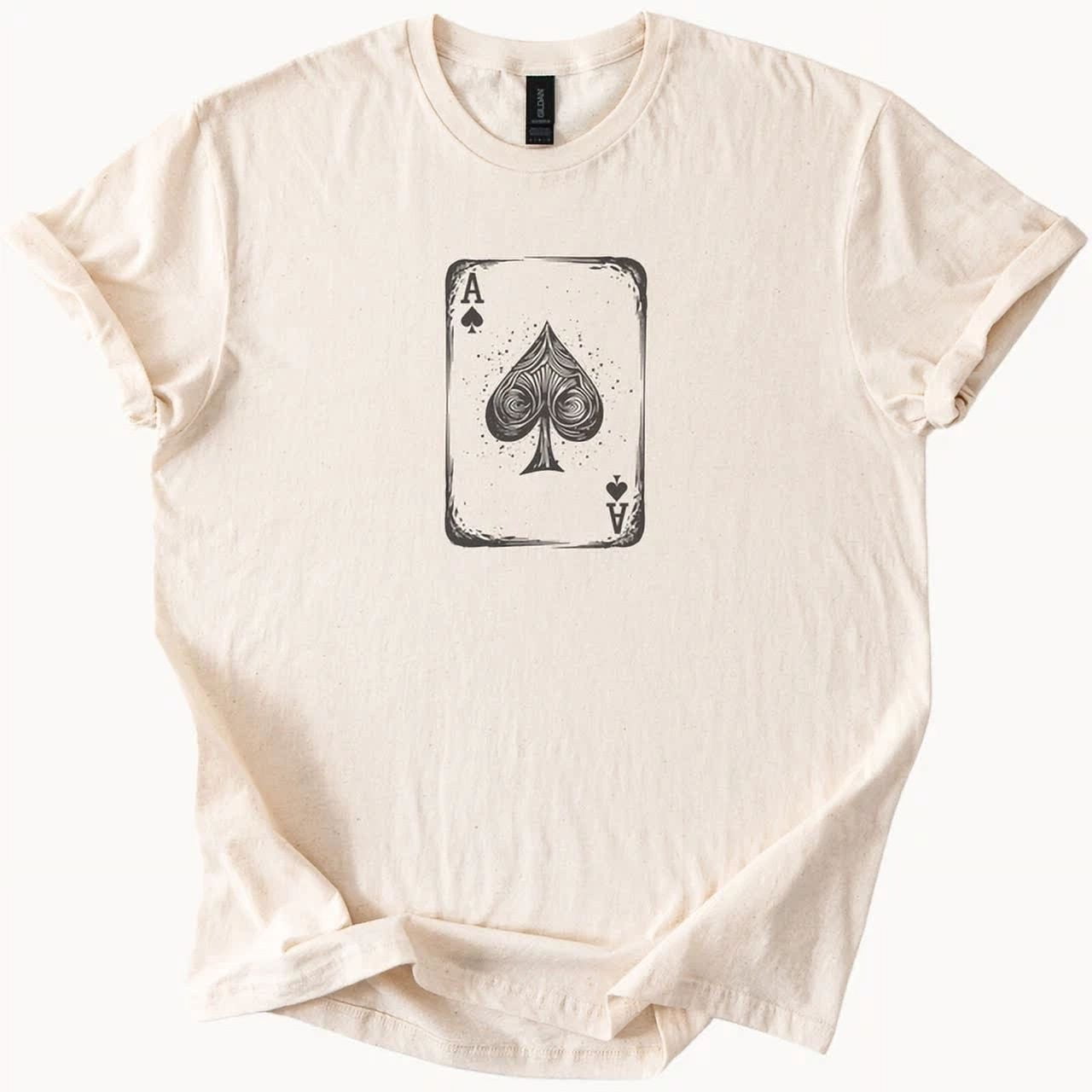 Ace Of Spades Graphic Playing Card Art Black Line Design Poker T Shirt ...