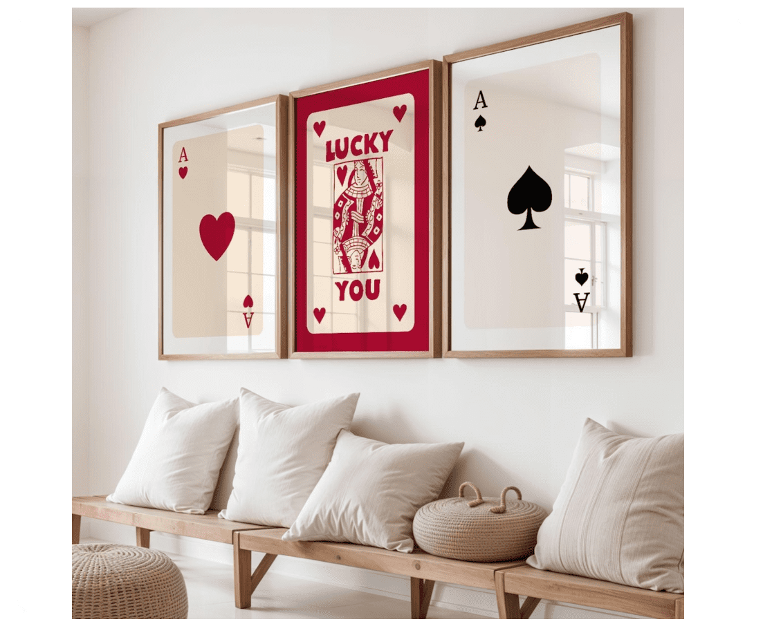 Ace Of Spades Hearts Poster, Lucky You Card Wall Art Home Decor Office ...