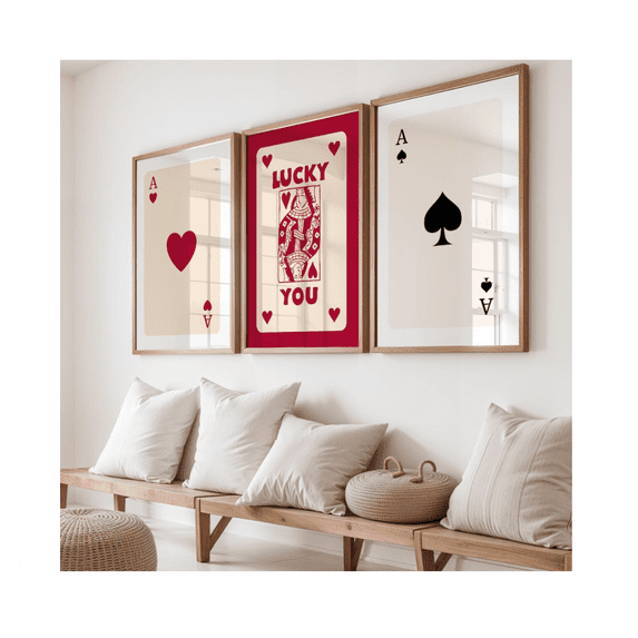 Ace Of Spades Hearts Poster, Lucky You Card Wall Art Home Decor Office ...