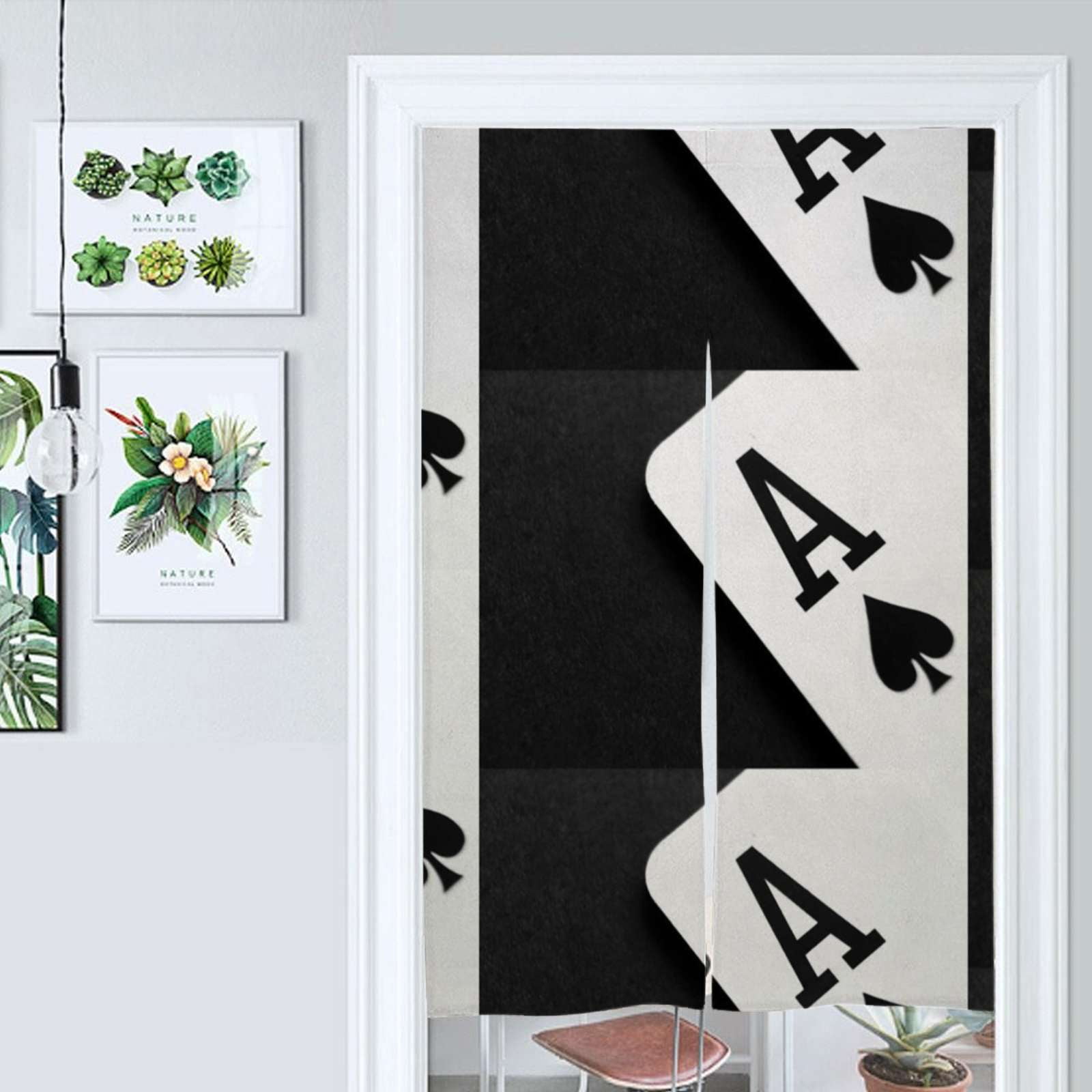 Ace Of Spades Monochrome Playing Card Door Curtain Nordic Living Room ...
