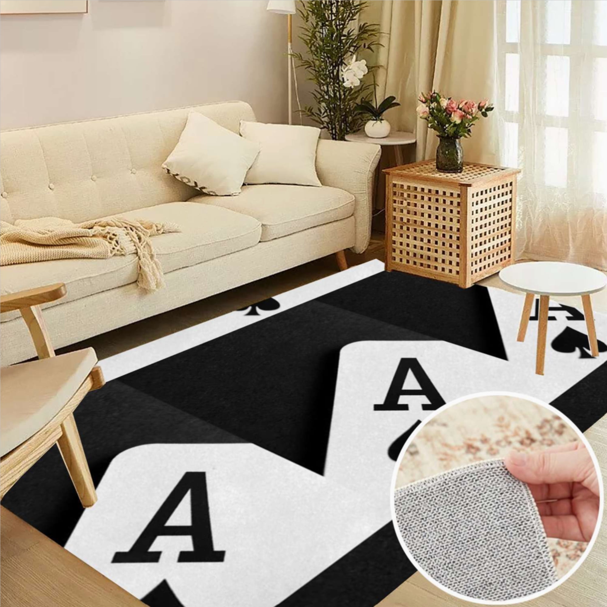 Ace Of Spades Monochrome Playing Card Soft Large Area Rugs Washable Rug ...