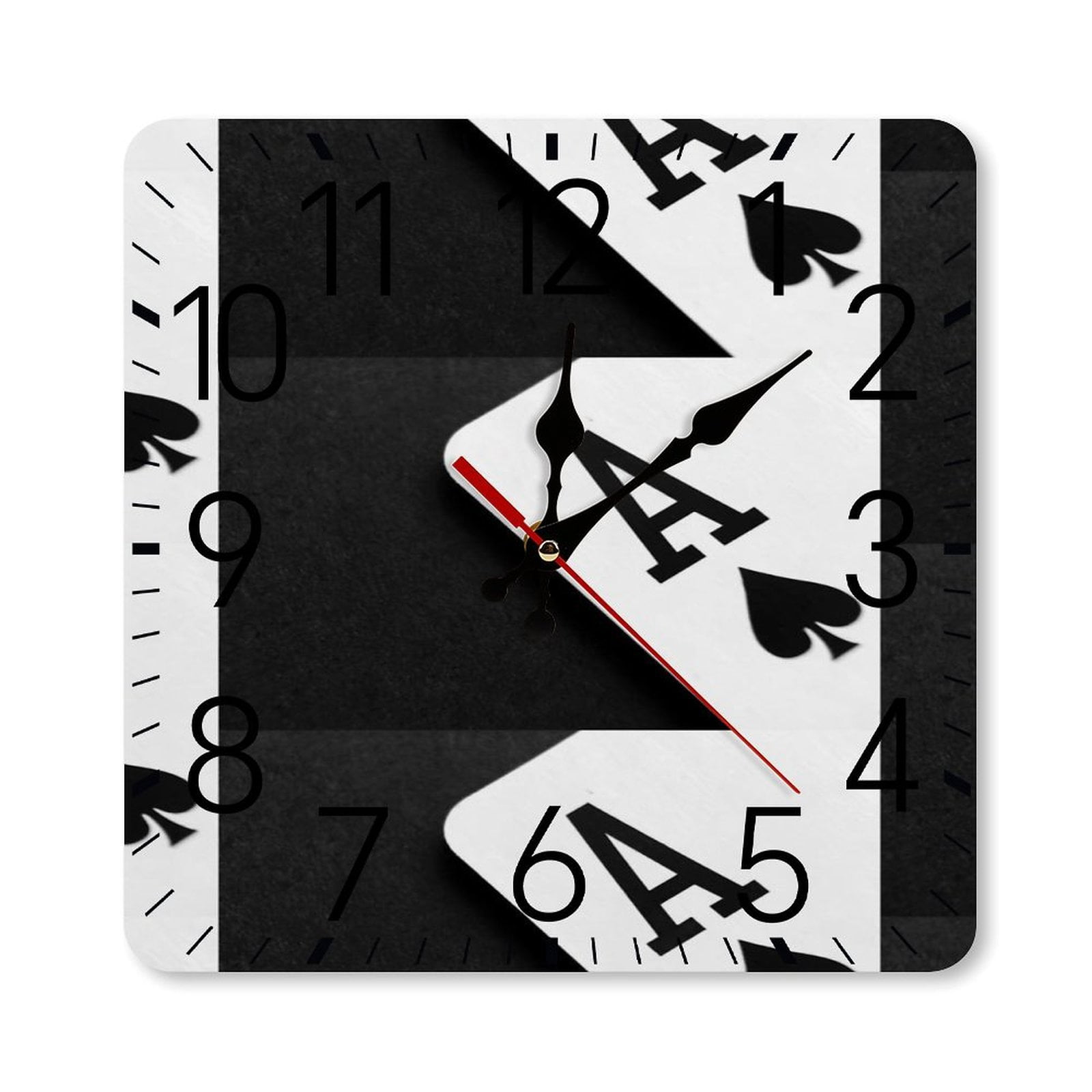 Ace Of Spades Monochrome Playing Card Wall Clock Silent Non-Ticking For ...
