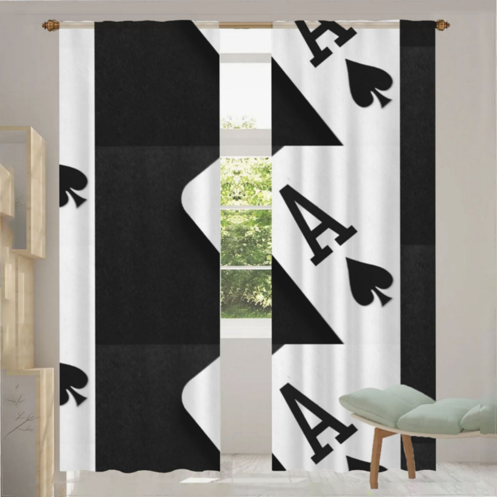 Ace Of Spades Monochrome Playing Card Window Tulle Curtains for Living ...