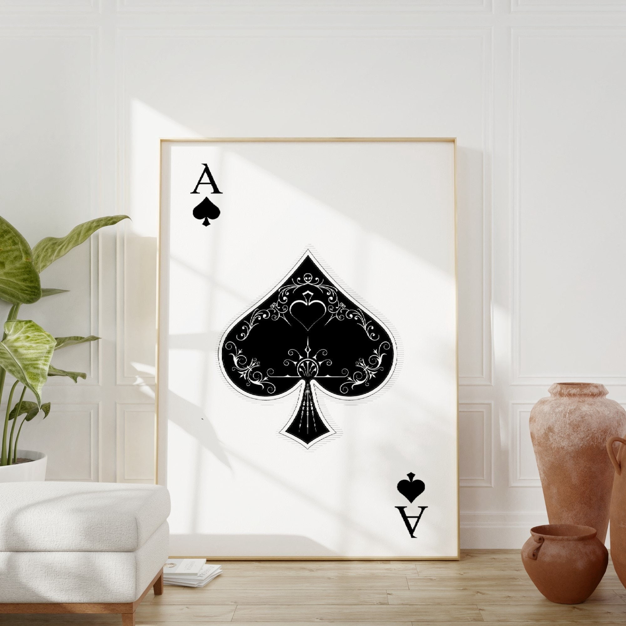 Ace Of Spades Playing Card Print Modern Game Room Wall Art Trendy Wall ...
