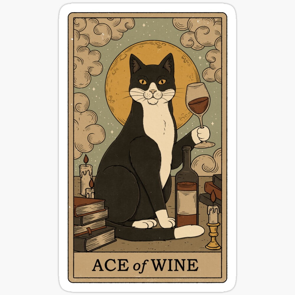 Ace Of Wine - Cats Sticker Phone Decal Water Bottle Stickers Car Decals ...