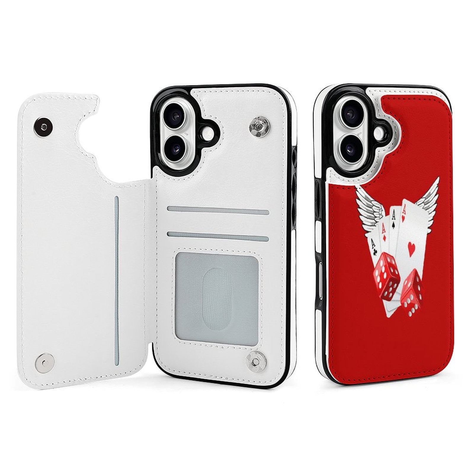 Ace Playing Card with Wings And Dice Leather Wallet Case for iPhone 15 ...