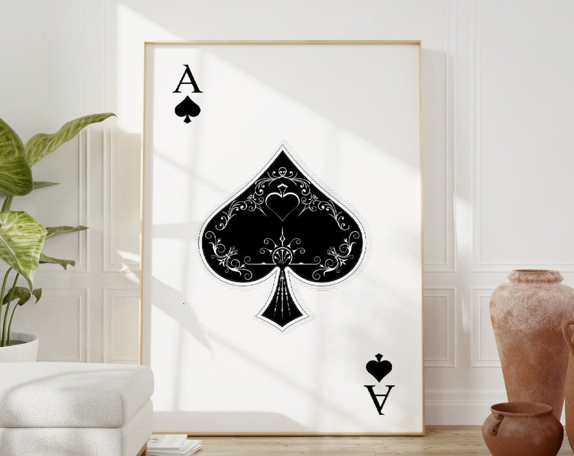 Ace Of Spades Playing Card,Modern Game Room Wall Art, Trendy Wall Art ...