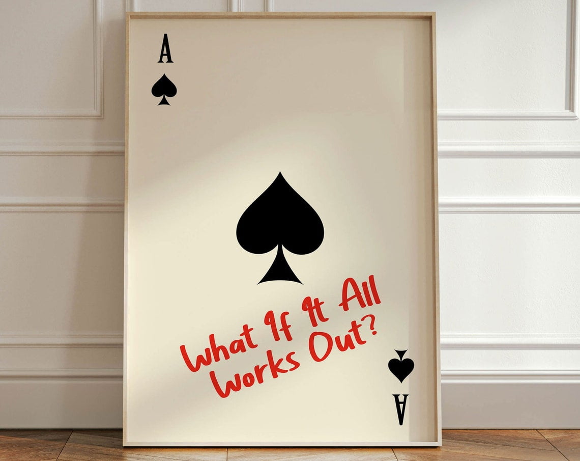 Ace Of Spades Print, Playing Card Poster, Trendy Retro Art, Bar Decor ...
