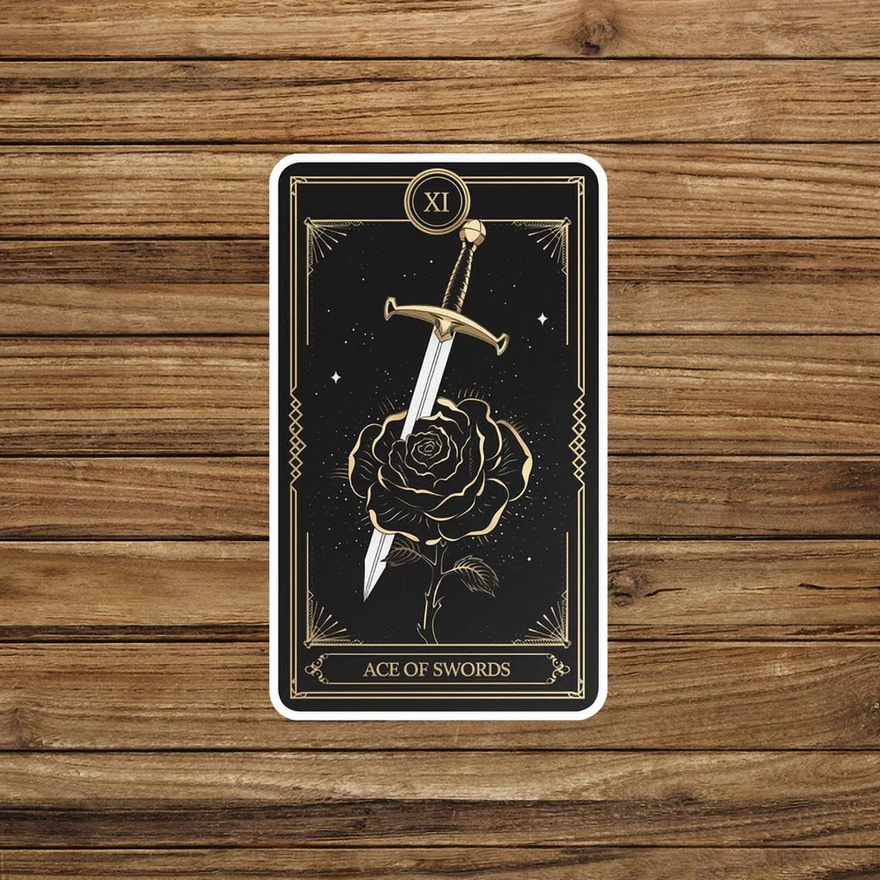 Ace Of Swords Tarot Card Sticker - Rose Sword Gothic Mystical ...