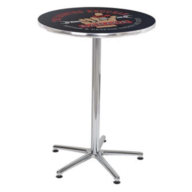 Busted Knuckle Garage BKG-72300 30 in. Cafe Table, Black & Chrome ...