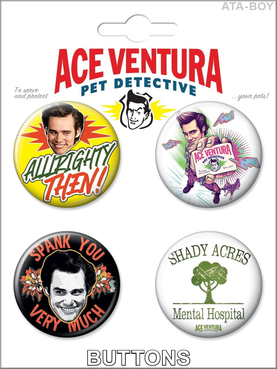 Ace Ventura Set of Four 1.25 Inch Collectible Buttons - Walmart.com
