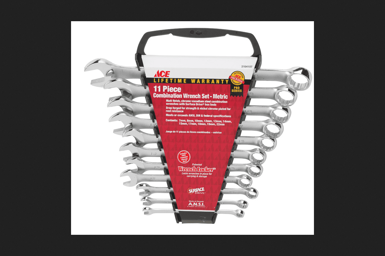 Ace Wrench Locker 11 pc. Chrome Metric Combination Wrench Set - Walmart ...