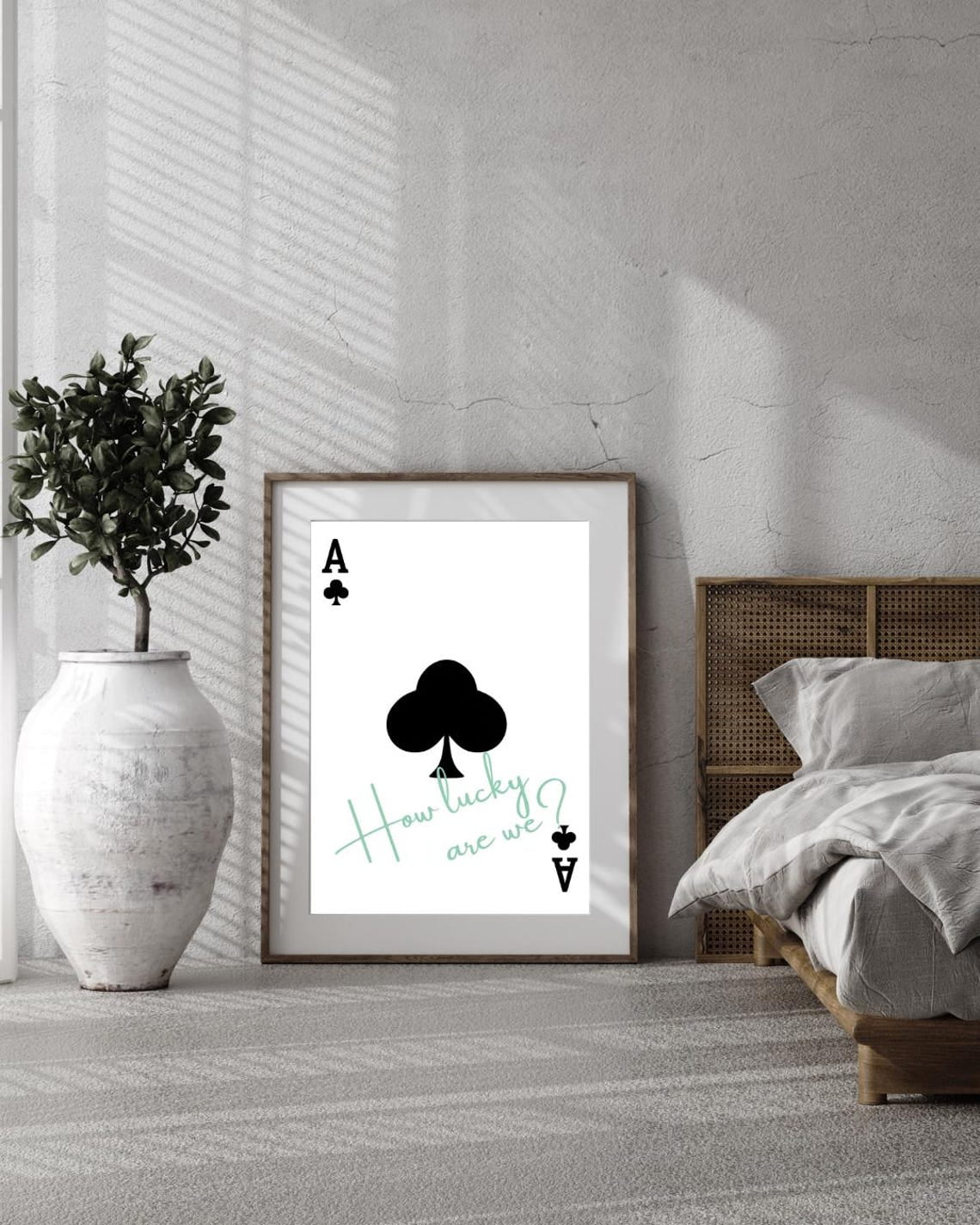 Ace of Clubs Lucky Card Print Inspirational Quote Poster Decor, Stretched Canvas Size 12x18 F03 ...