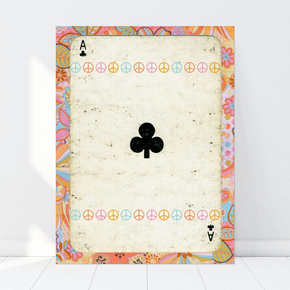 Ace of Clubs Vintage Playing Card Game Room Wall Art, Stretched Canvas ...