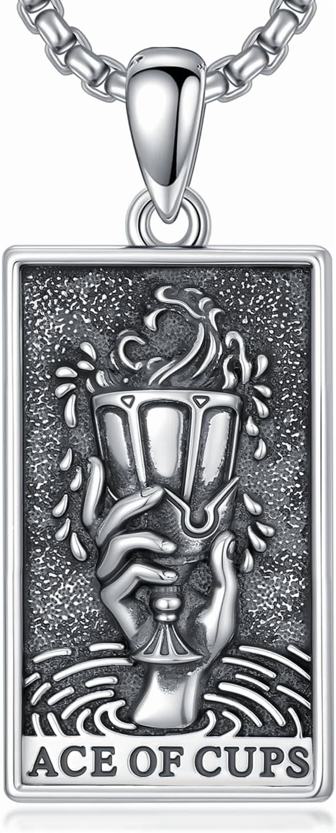 Ace of Cups Tarot Necklace 925 Sterling Silver Tarot Card Necklace Ace ...