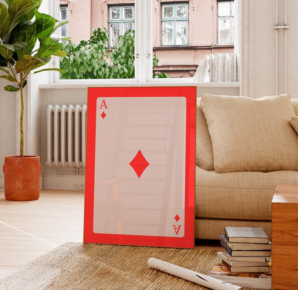 Ace of Diamonds Poster, Playing Card Print, Ace Card Poster, Trendy ...