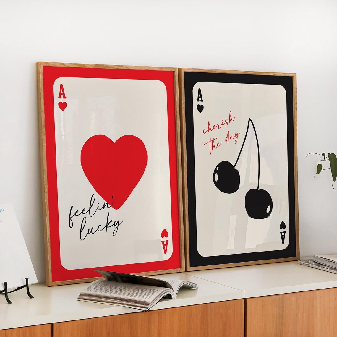 Ace of Hearts Feeling Lucky Cherish The Day Modern Home Aesthetic Retro ...