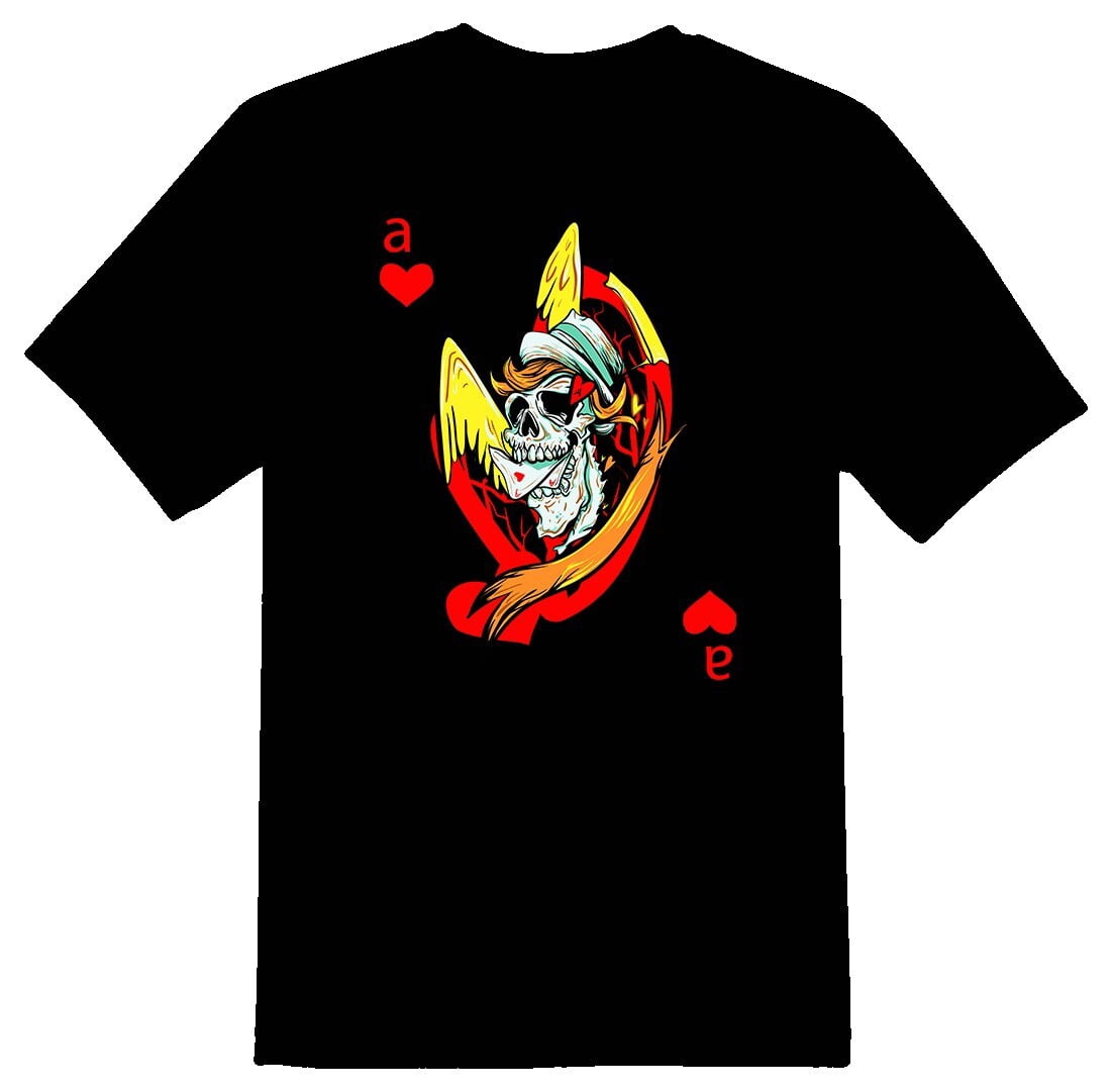 Ace of Hearts cards Black or white tee - Walmart.com