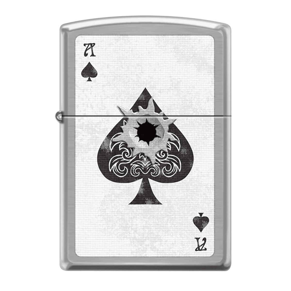 Ace of Spade Bullet Hole Design Brushed Chrome Zippo Lighter - Walmart.com