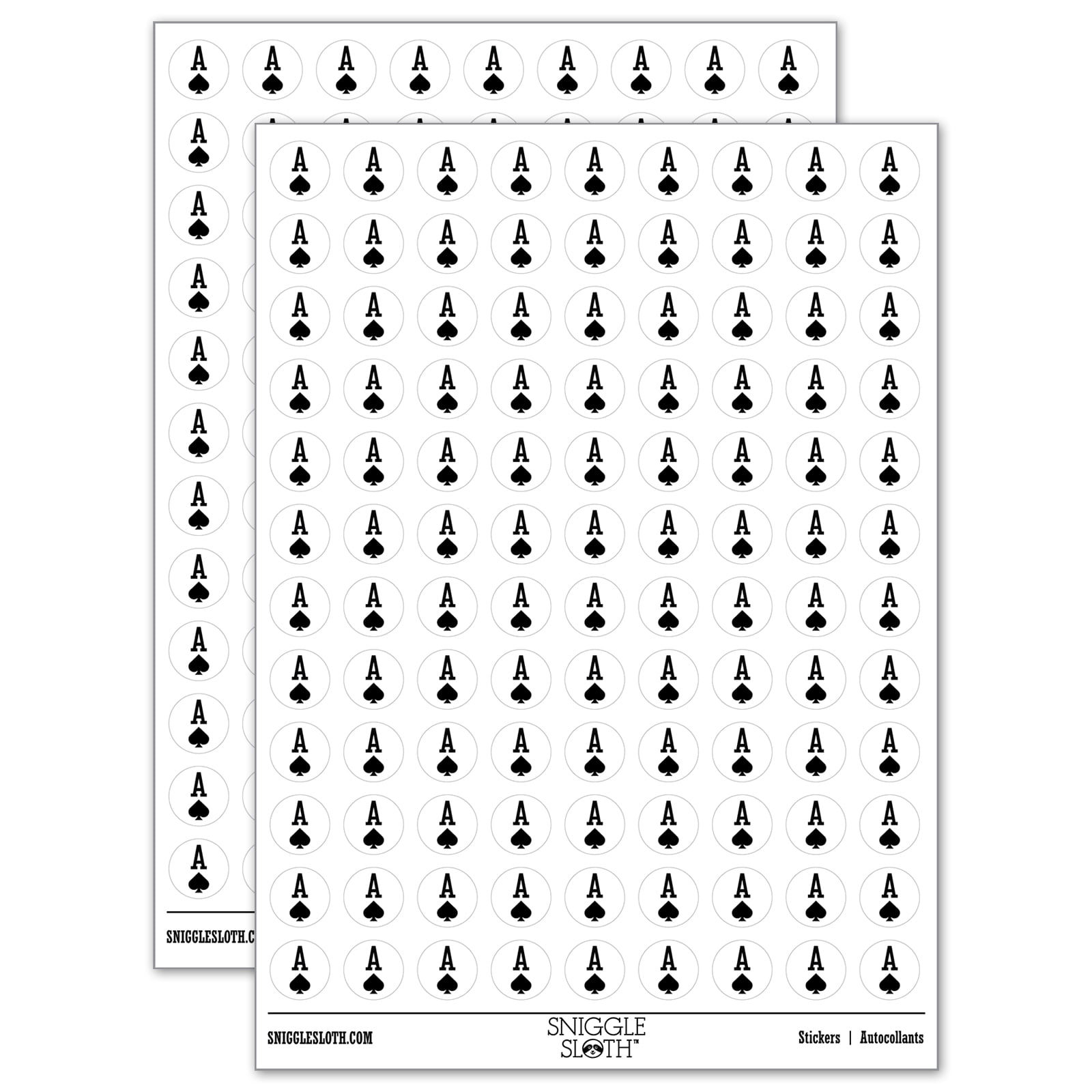 Ace of Spades Card Suit 200+ Round Stickers - White - Gloss Finish - 0. ...