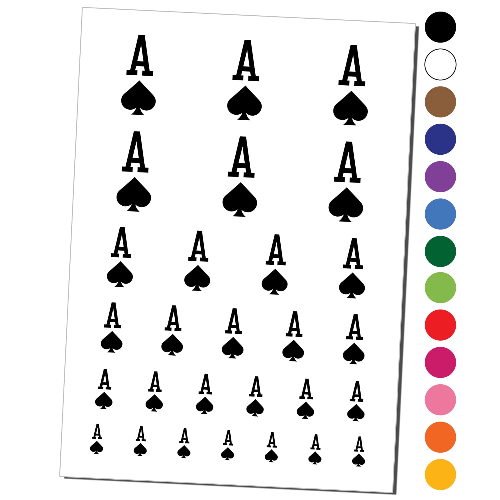 Ace of Spades Card Suit Water Resistant Temporary Tattoo Set Fake Body ...
