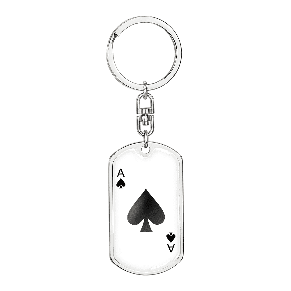 Ace of Spades Gambler Solid Stainless Steel or 18k Gold Premium Swivel ...