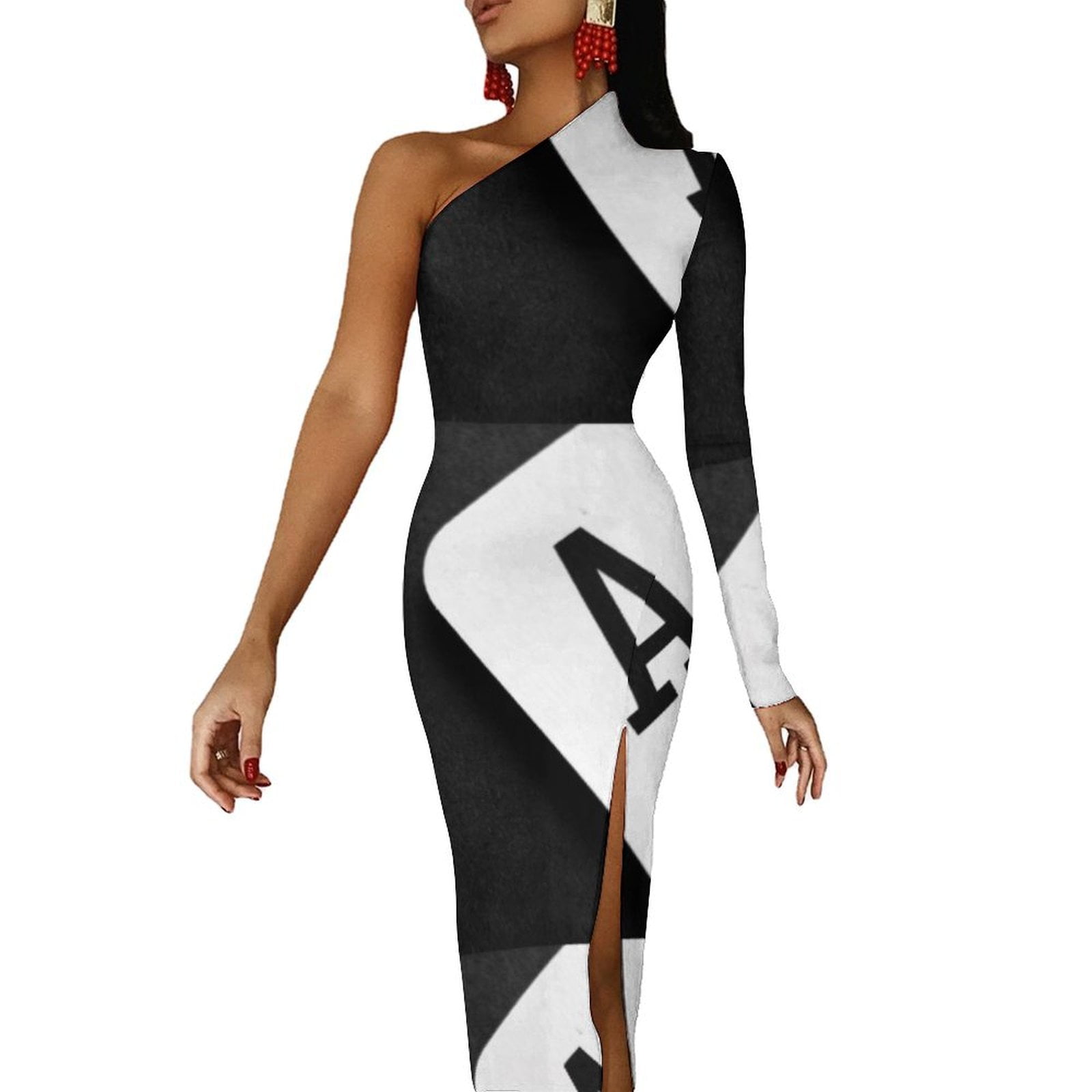 Ace of Spades Monochrome Playing Card Half Dleeve Split Dress dress ...